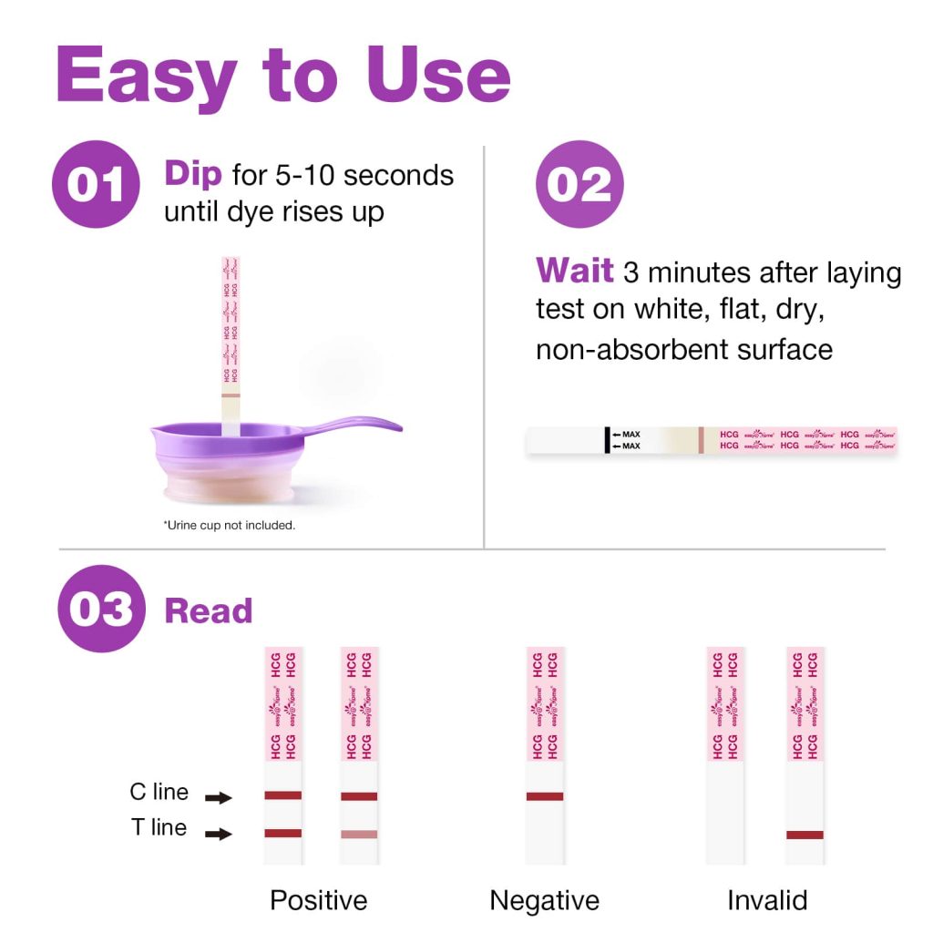 Easy@Home Pregnancy Test Strips with Urine Cups