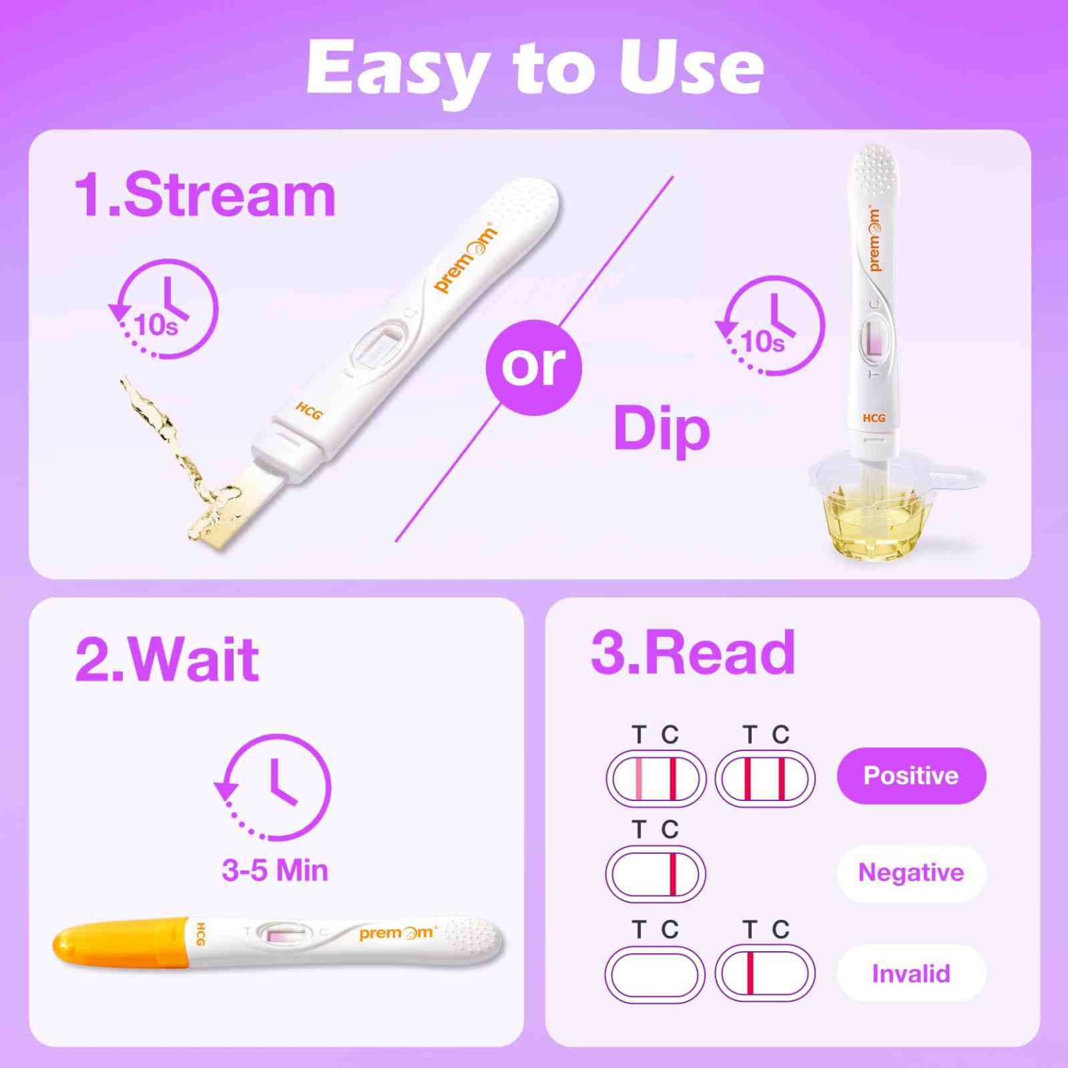 Easy@Home Pregnancy Test Strips with Urine Cups