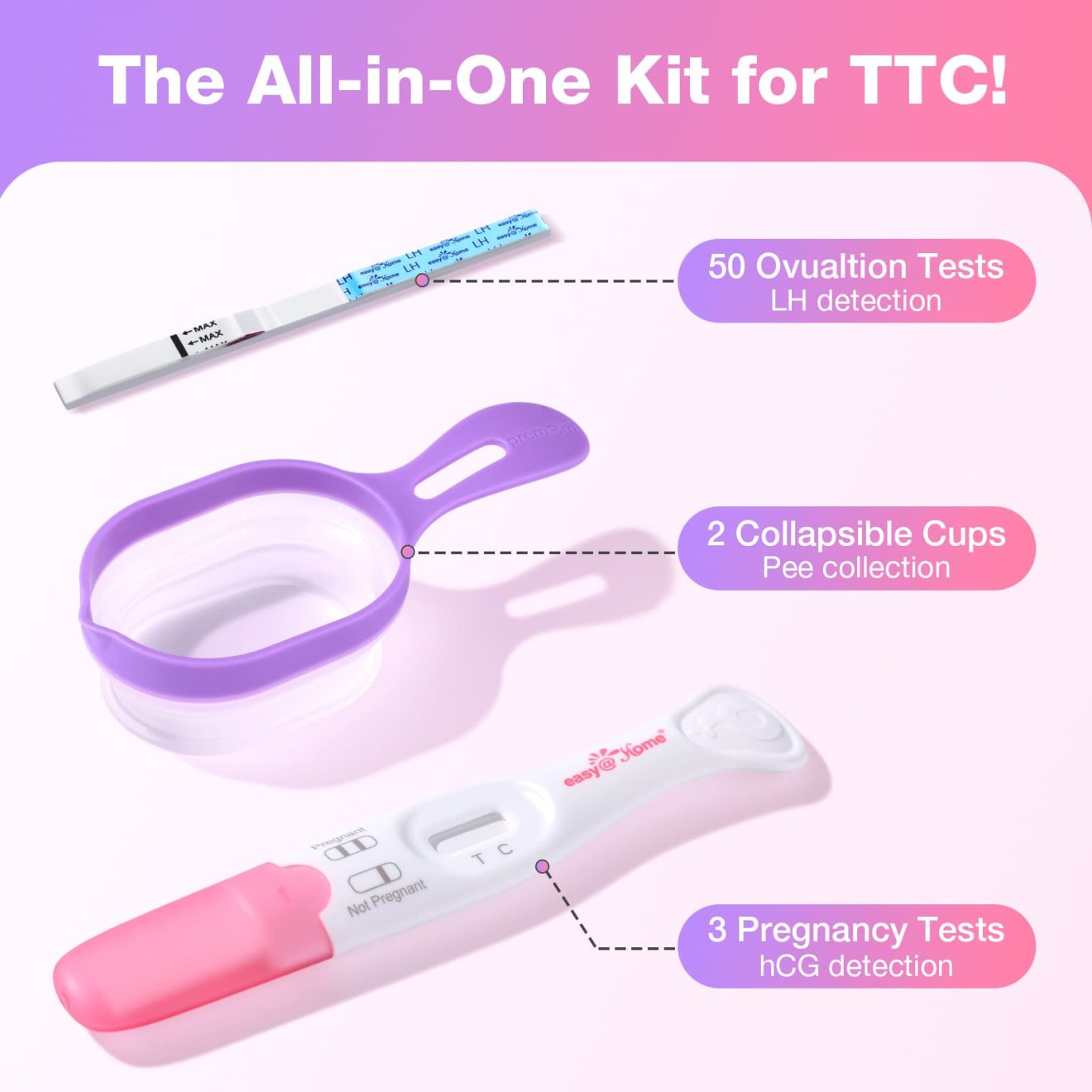 Easy@Home Ovulation & Pregnancy Test Kit & Collapsible Pee Cups